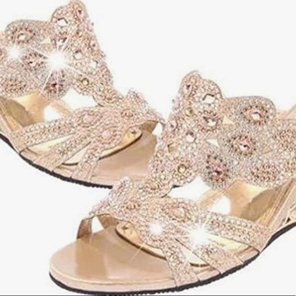 Shoes | Nwt Crystal Rhinestone Peacock Patterned Handmade Sandals ...